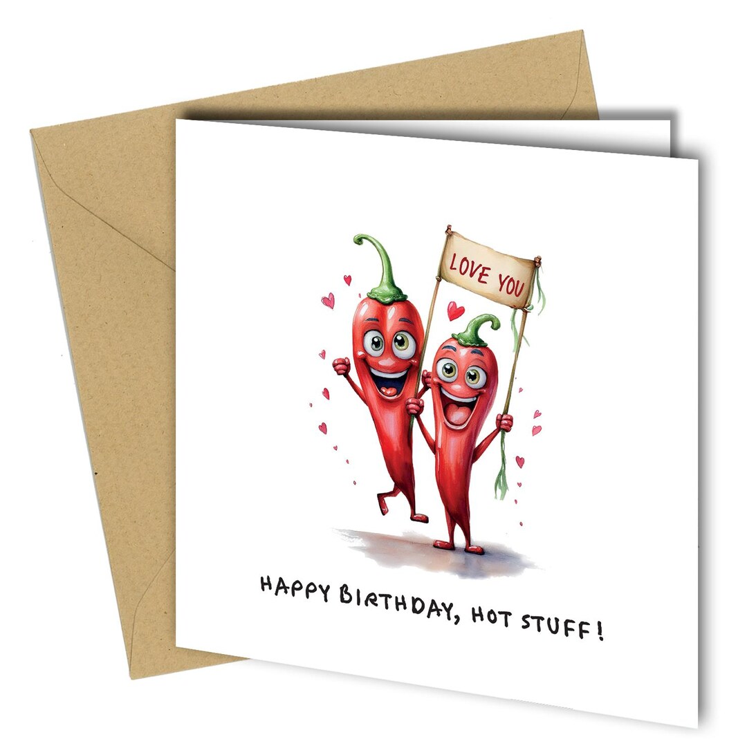 Happy Birthday Hot Stuff Card / Funny Greeting Card / Girlfriend ...