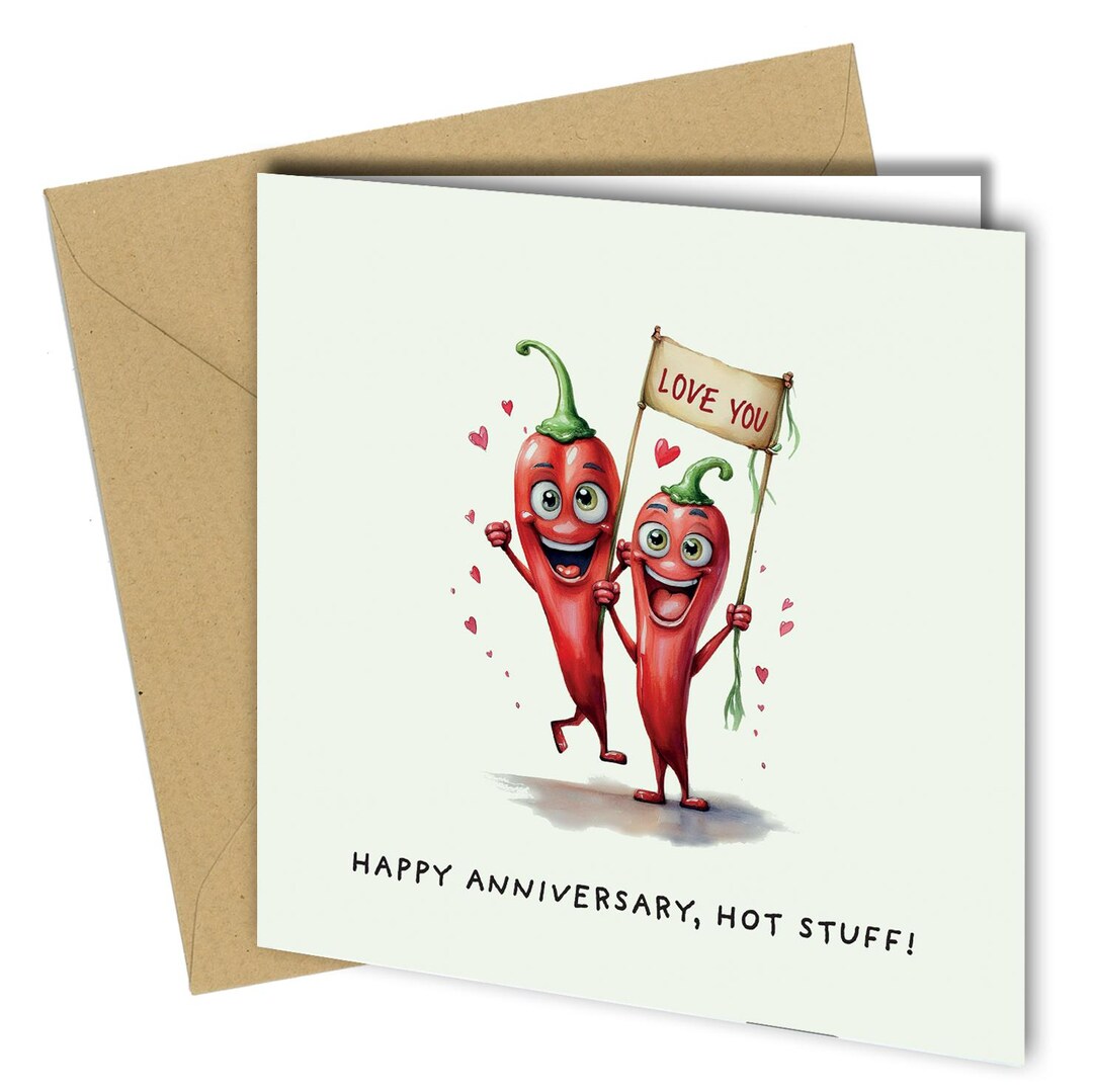 Happy Anniversary Hot Stuff Card / Funny Greeting Card / Girlfriend ...