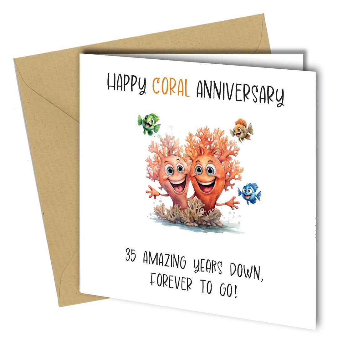 Happy Coral Anniversary 35 Year Card Funny Greeting Card Wife Husband #1739 - Etsy