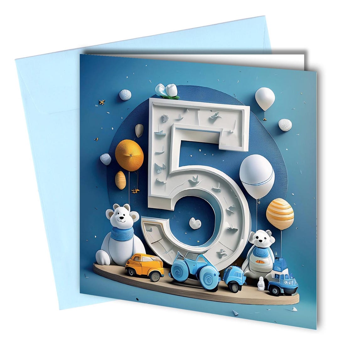 Fifth Birthday Card / 5 Year Old / Boy, Son, Brother, Nephew, Grandson ...