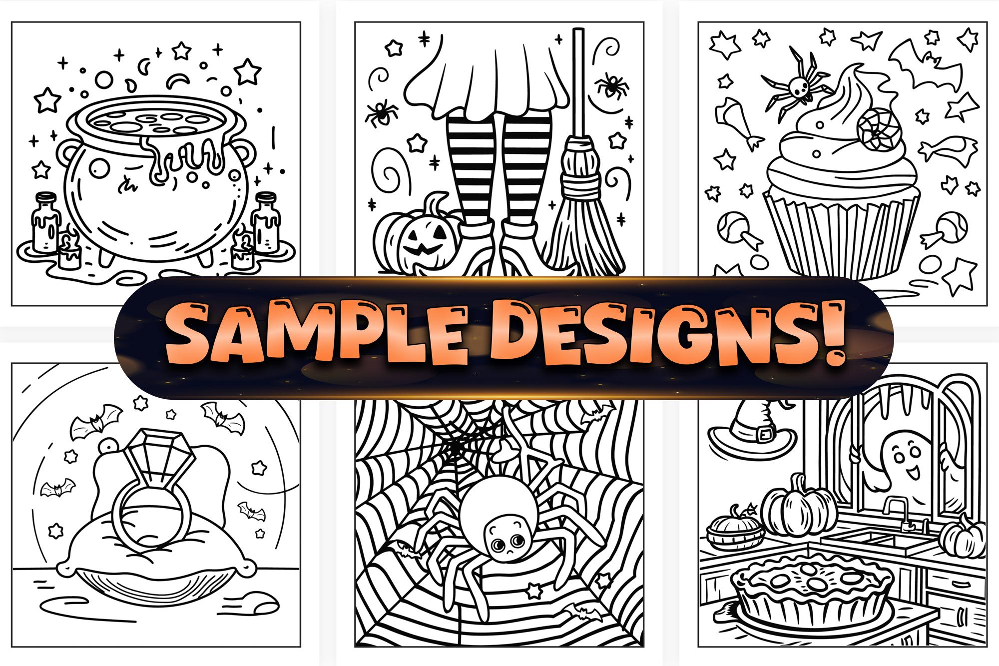 100+ Pages || Cute Halloween Coloring Pages - Etsy