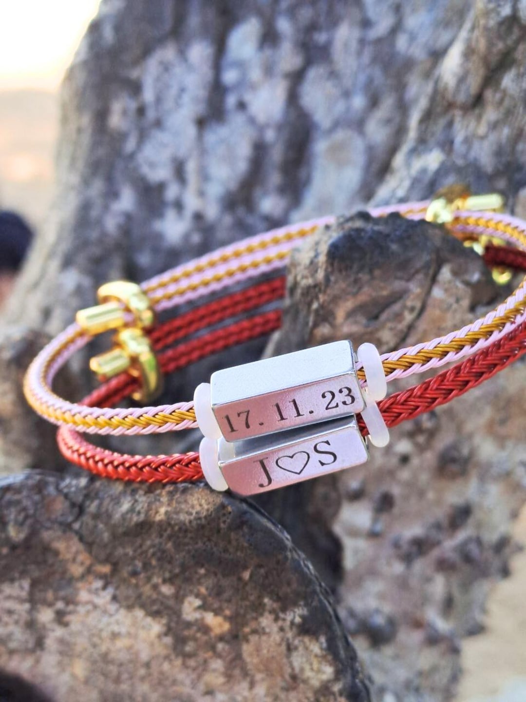 Engraved Couples Bracelet Set Matching Bracelets 2pcs Custom Initial ...