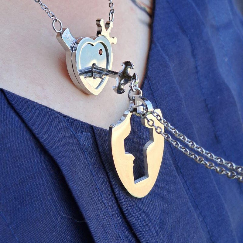 Heart Key Necklace - Etsy