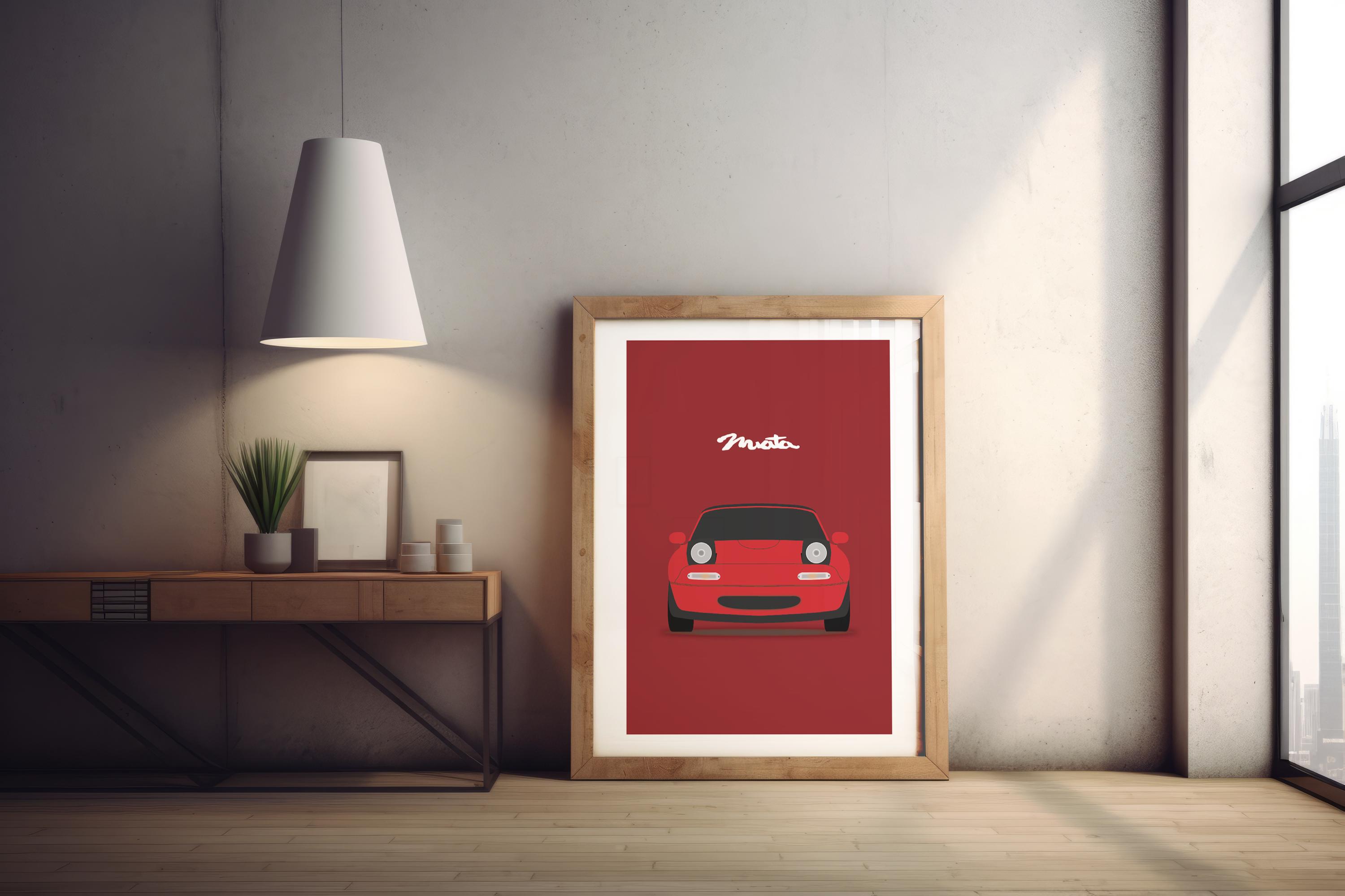 Mazda Miata MX-5 Poster - Classic Red - Gift Idea for Miata Fans - Wall ...