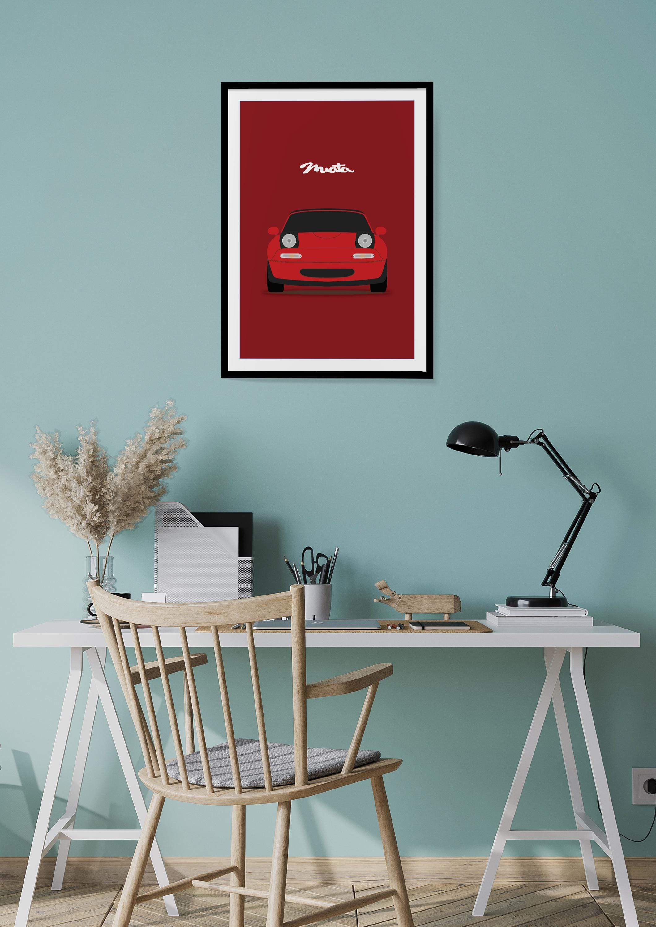 Mazda Miata MX-5 Poster Classic Red Gift Idea for Miata Fans Wall Decor ...