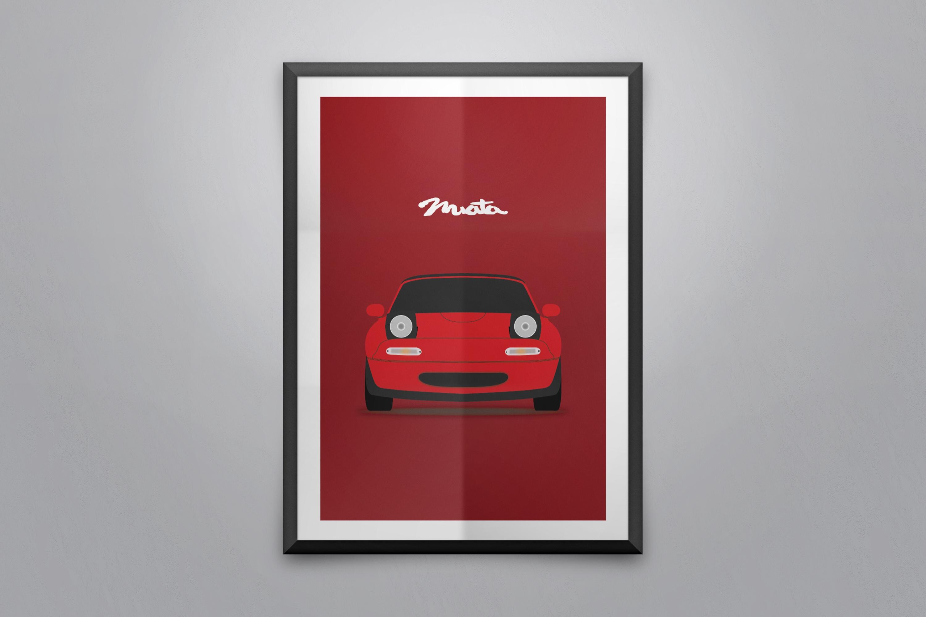 Mazda Miata MX-5 Poster - Classic Red - Gift Idea for Miata Fans - Wall ...
