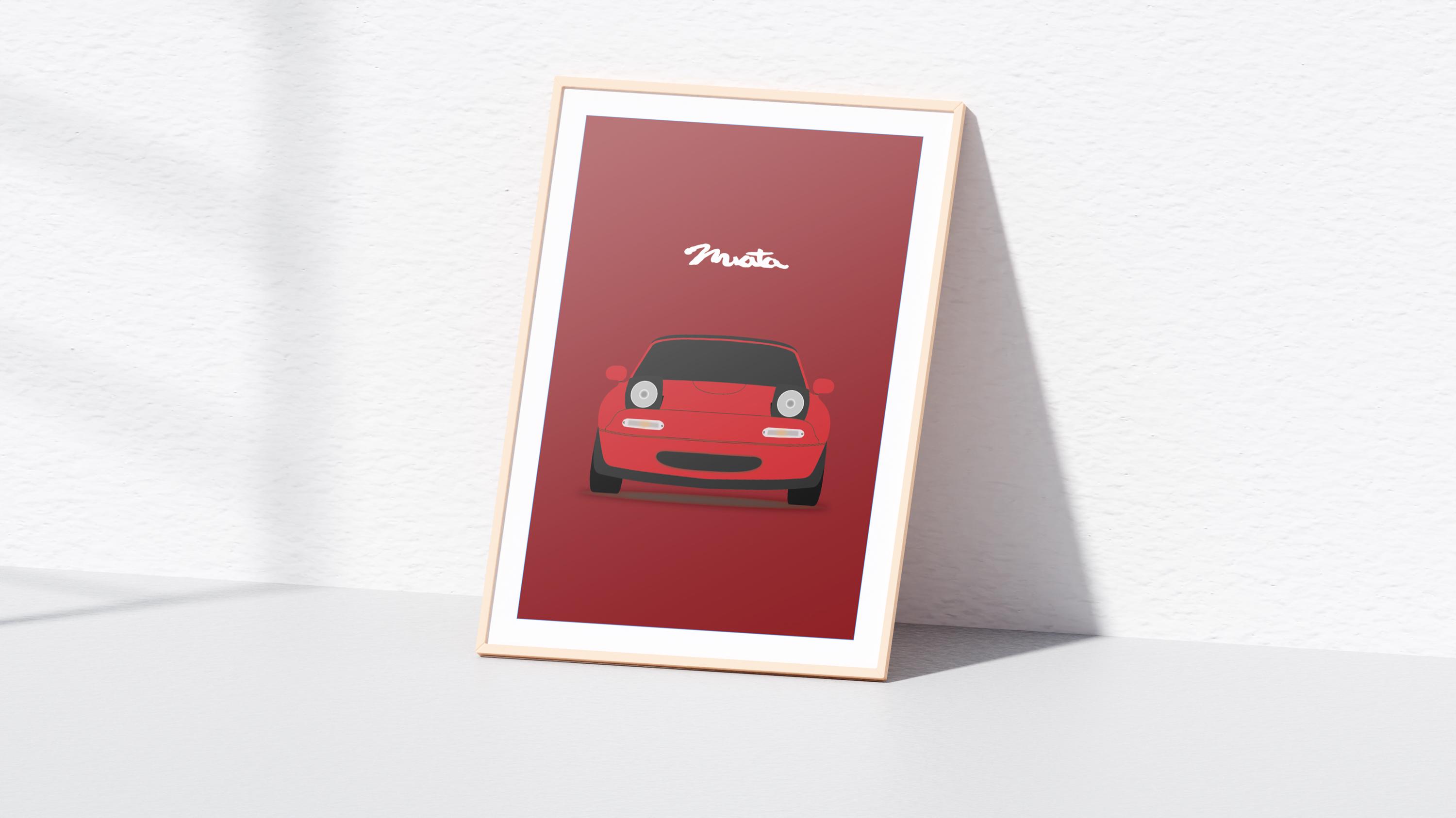 Mazda Miata MX-5 Poster Classic Red Gift Idea for Miata Fans Wall Decor ...