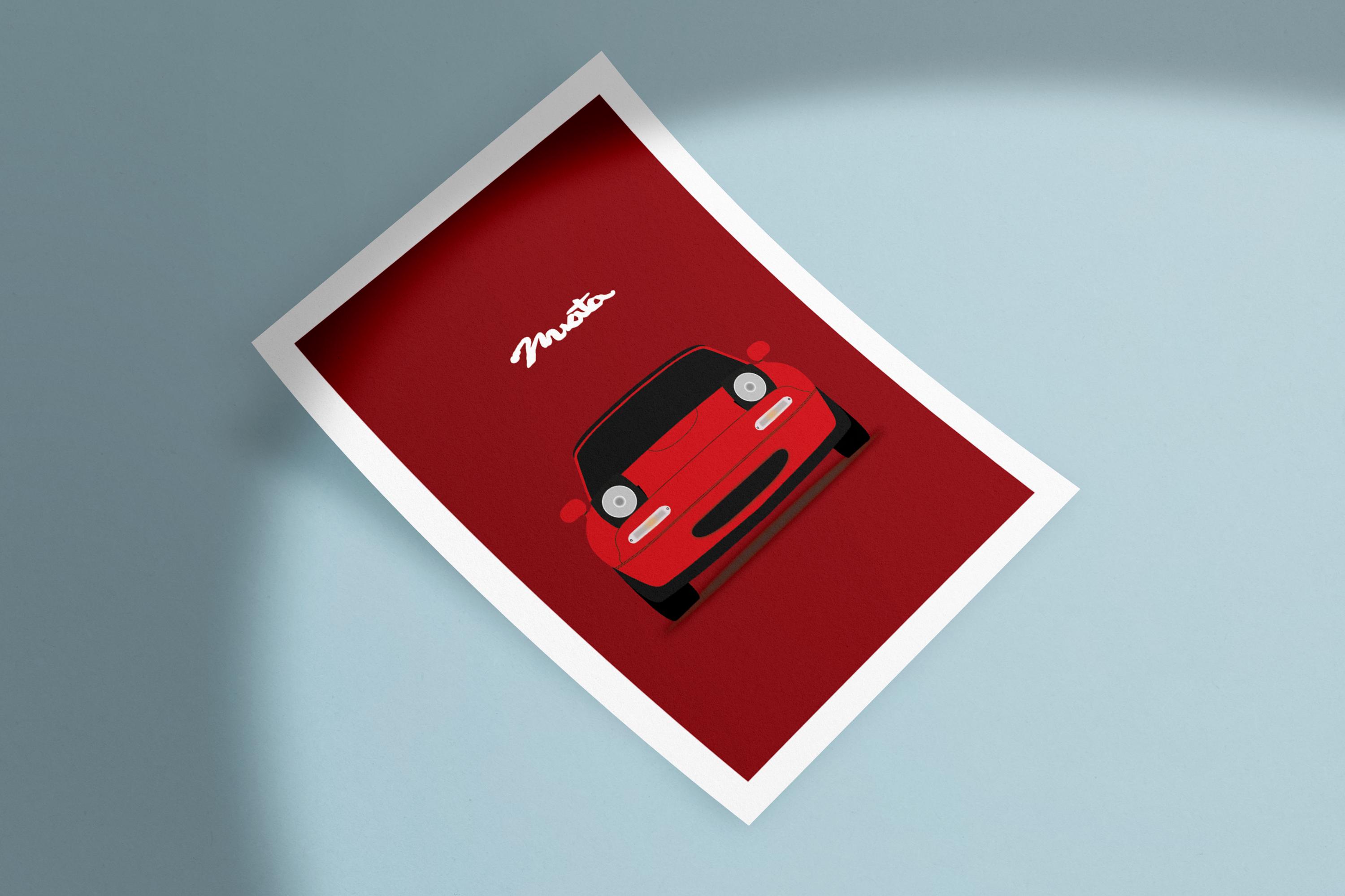 Mazda Miata MX-5 Poster - Classic Red - Gift Idea for Miata Fans - Wall ...