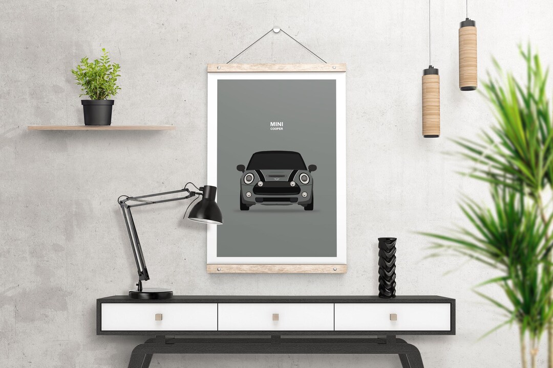 Stylish Mini Cooper Poster - Nardo Grey Silver - Unique Gift Idea for ...