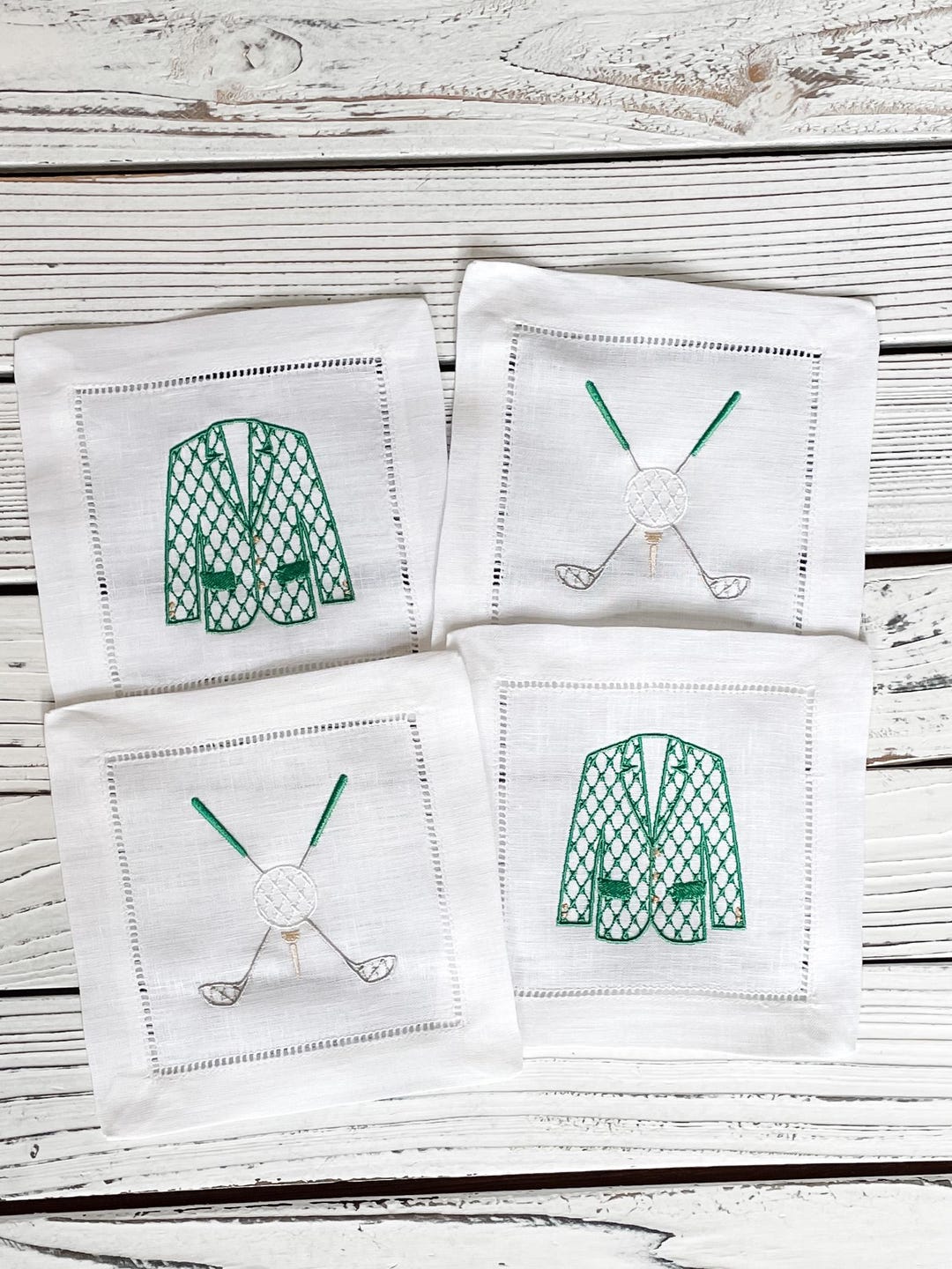 Masters Jackets and Golf Clubs Set of 4 Cocktail Napkins or Guest ...