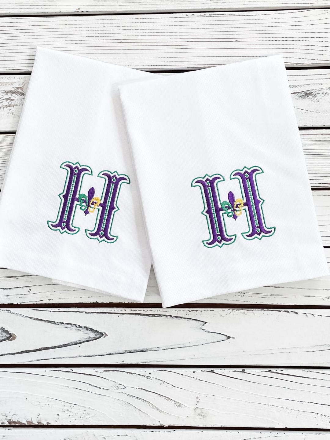 Initial Fleur De Lis Mardi Gras Guest Towel - Etsy