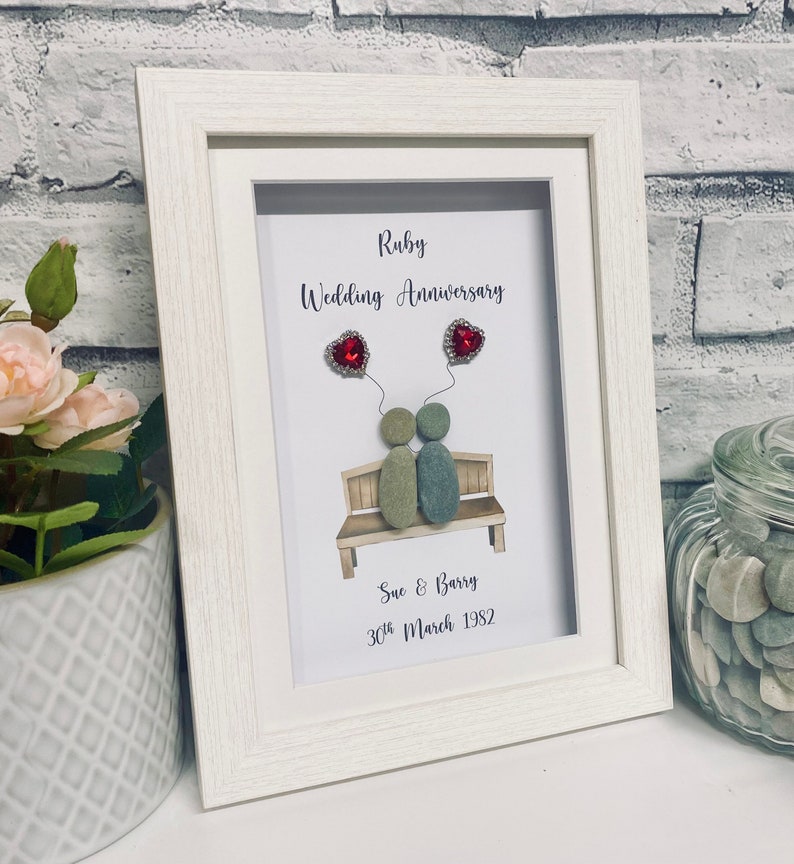 Ruby Wedding Anniversary Pebble Art Ruby Wedding Gift Ideas - Etsy UK