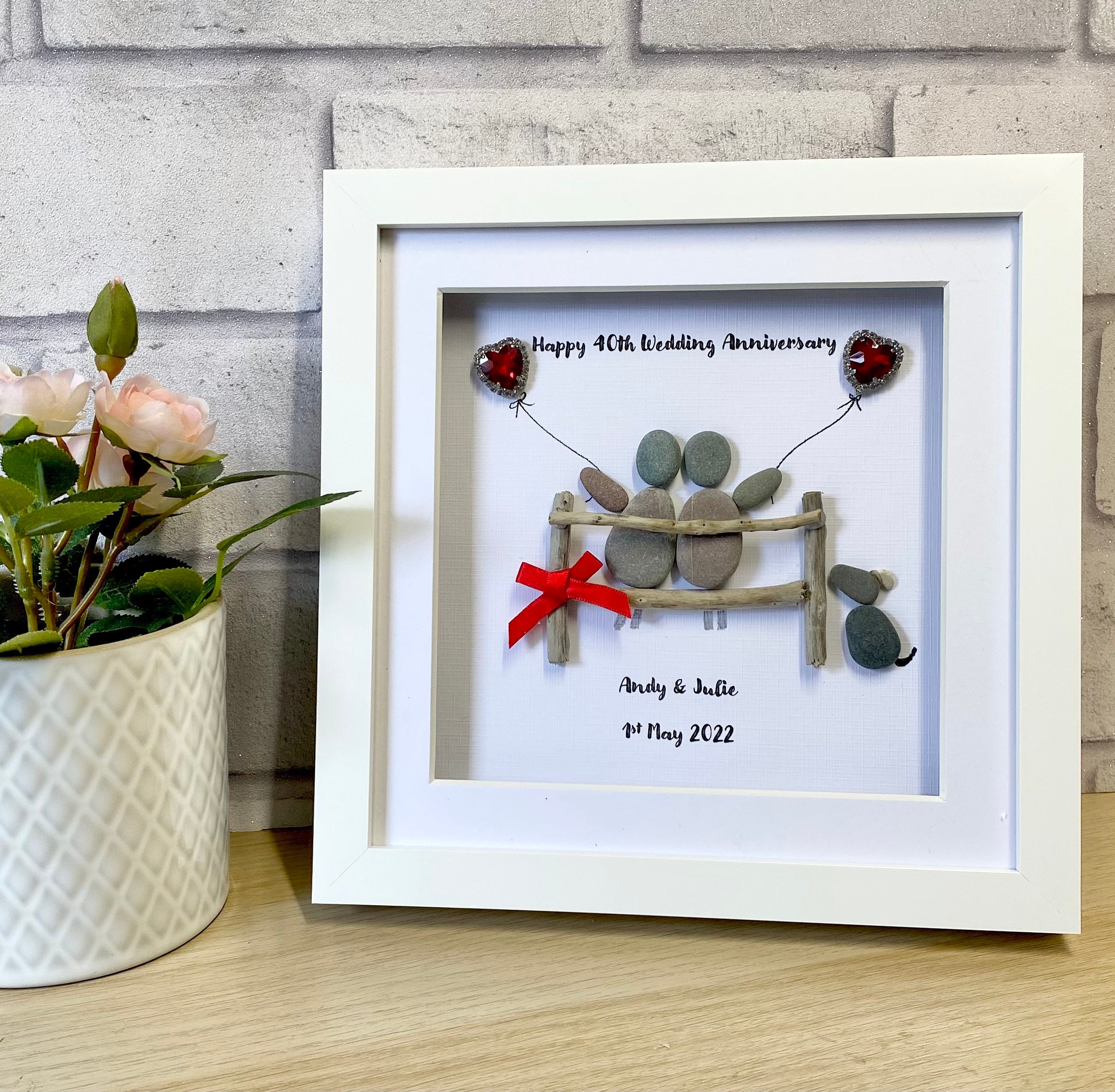 Ruby Wedding Anniversary Pebble Art Ruby Wedding Gift Ideas - Etsy UK
