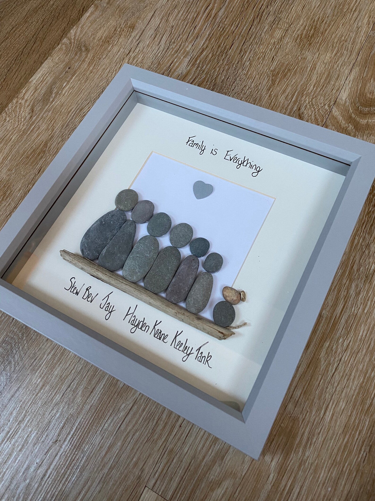 Personalised Family Pebble Picture - Framed Pebble - Family Pebble Art ...
