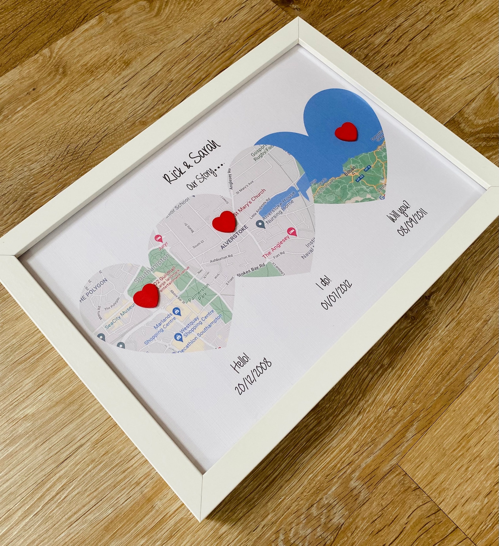 Special Dates Map Frame Wedding Map Frame Where We Met | Etsy