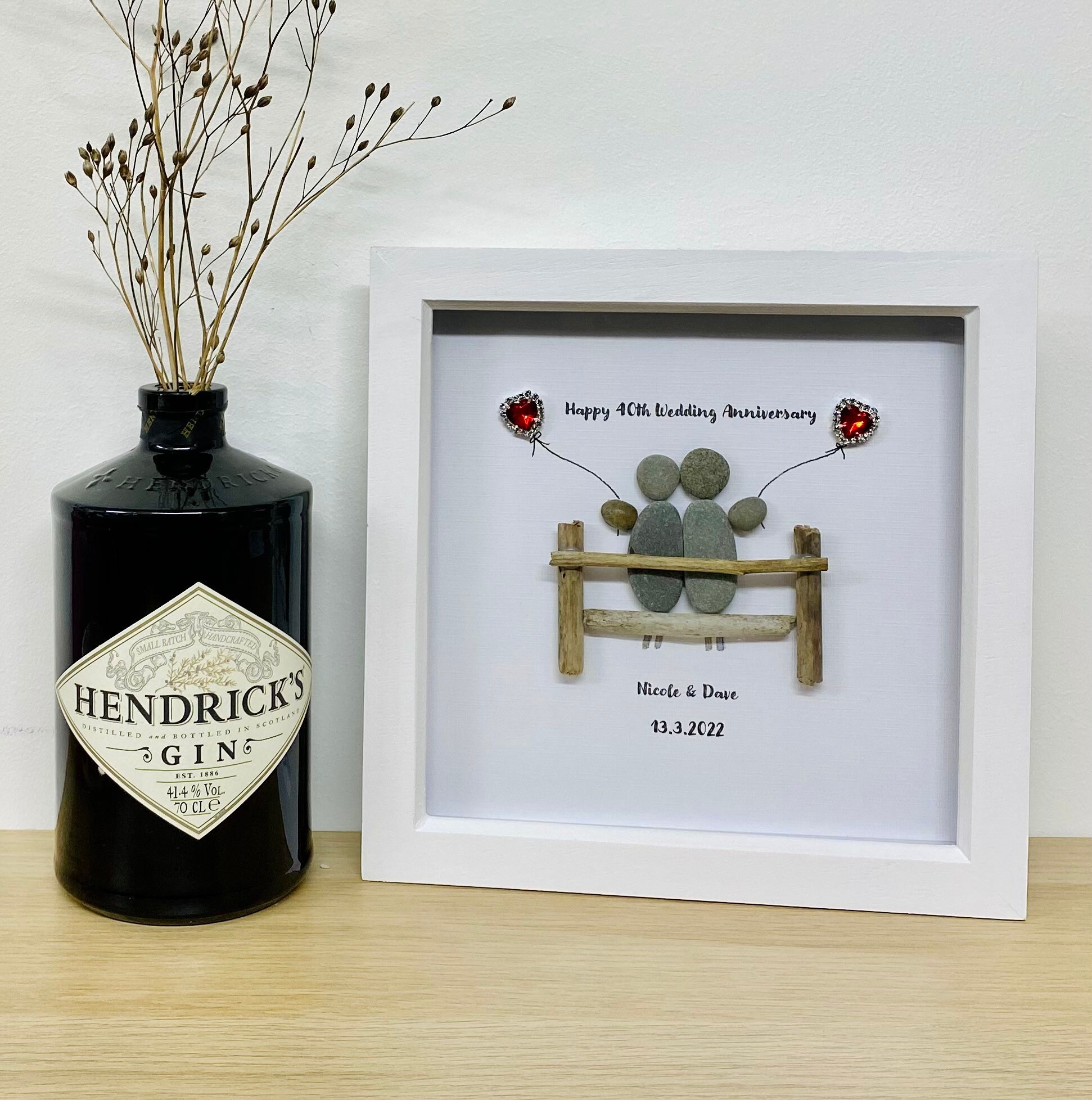 Ruby Wedding Anniversary Pebble Art, Ruby Wedding Gift Ideas ...