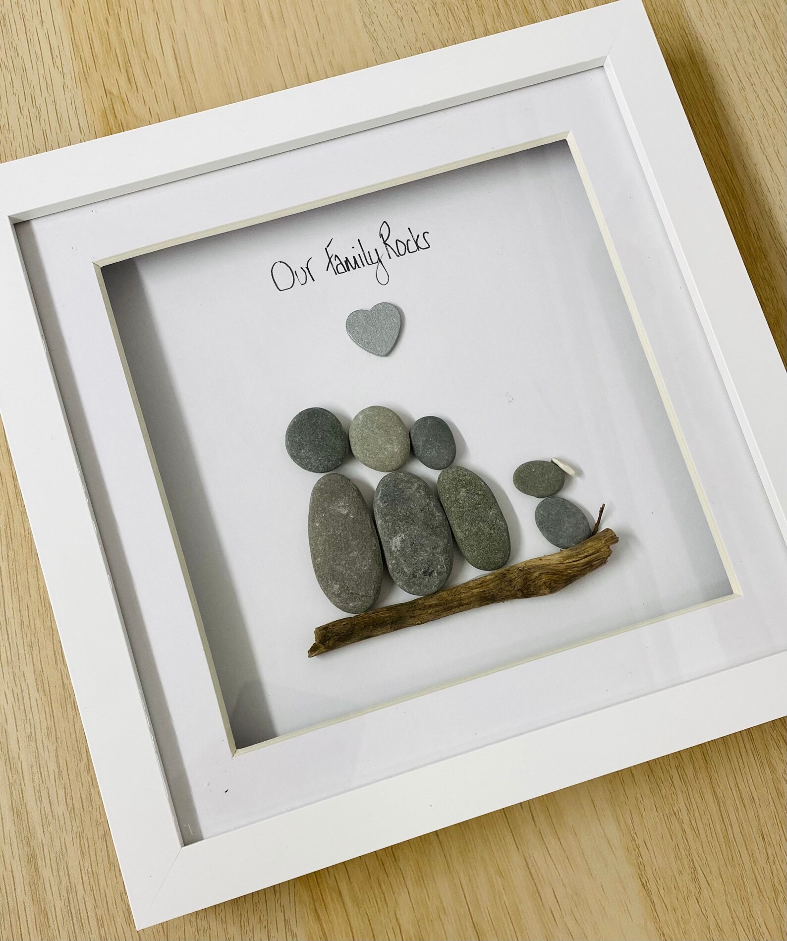 Personalised Family Pebble Picture - Framed Pebble - Family Pebble Art ...