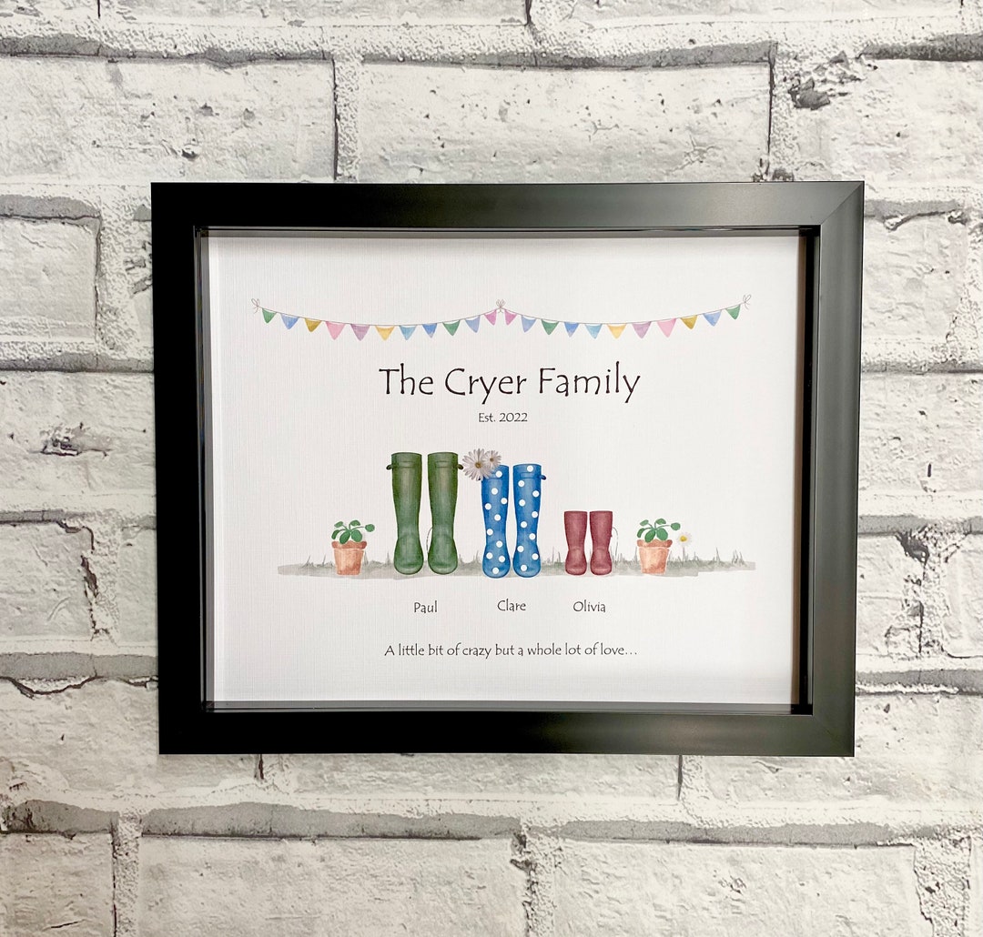 Framed Family Wellies Print,mum Gift,dad Gift,personalised Mothers Day ...