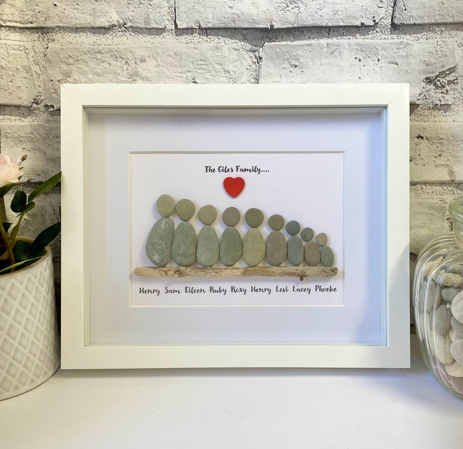 Pebble Art Family Pebble Frame Personalised Gifts Family - Etsy