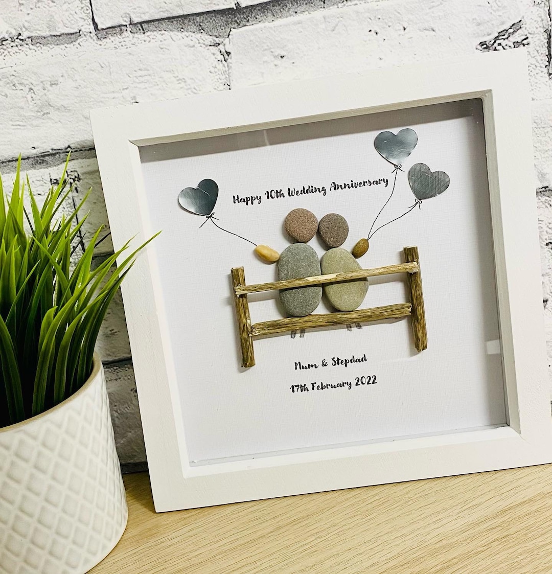10th Wedding Anniversary Gift, Pebble Art, Tin Anniversary, Anniversary ...