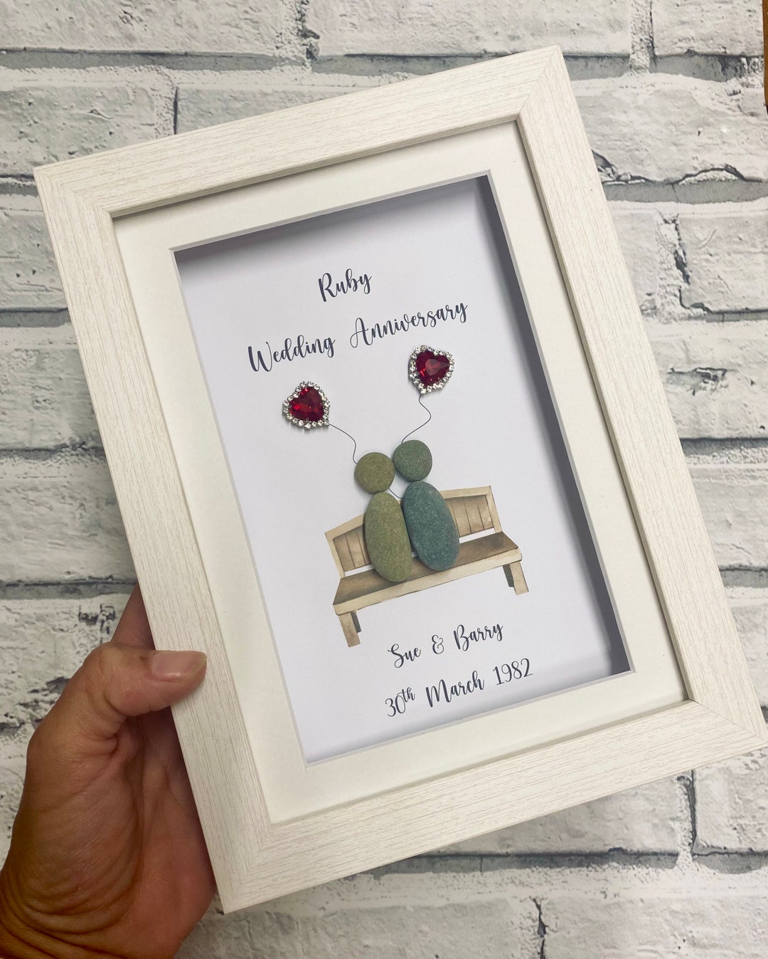 Ruby Wedding Anniversary Pebble Art, Ruby Wedding Gift Ideas ...