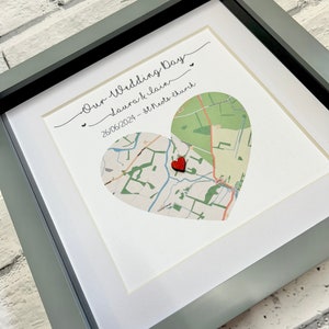 Framed Wedding Map Gift, Personalised Wedding Frame, Wedding Date Gift ...