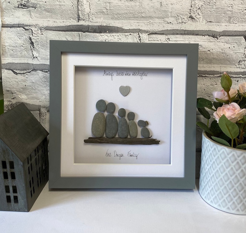 Pebble Art Family Pebble Frame Personalised Gifts Family - Etsy