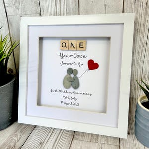 1st Wedding Anniversary Gift, Wedding Pebble Frame, Paper Anniversary ...