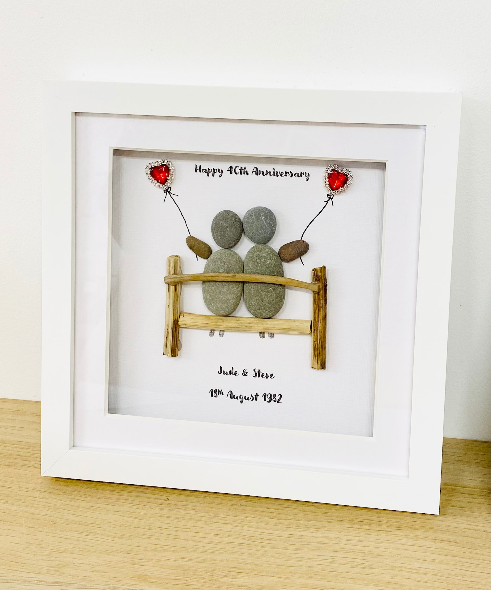 Ruby Wedding Anniversary Pebble Art, Ruby Wedding Gift Ideas ...