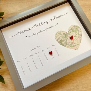 Framed Wedding Map Gift, Personalised Wedding Frame, Wedding Date Gift ...