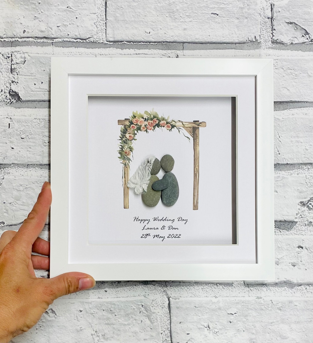 Wedding Pebble Art, Wedding Gift, Wedding Gift Idea, Pebble Wedding ...