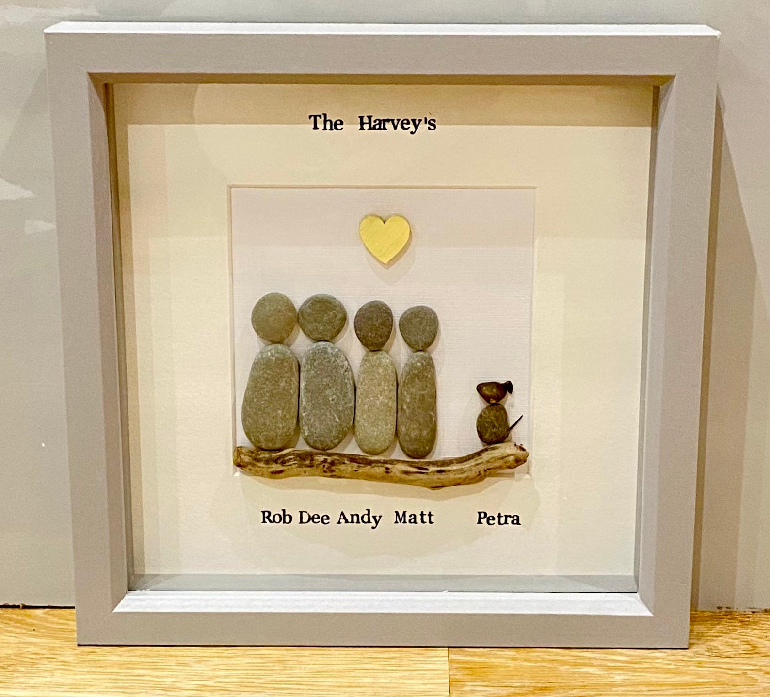 Personalised Family Pebble Picture - Framed Pebble - Family Pebble Art ...