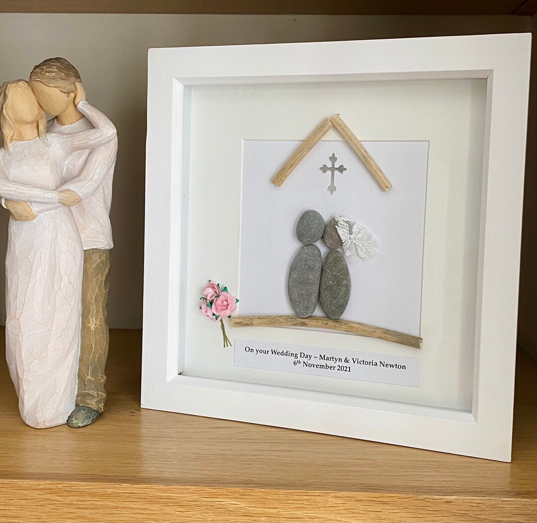 Wedding Pebble Art, Wedding Gift, Personalised Wedding Gift, Pebble ...