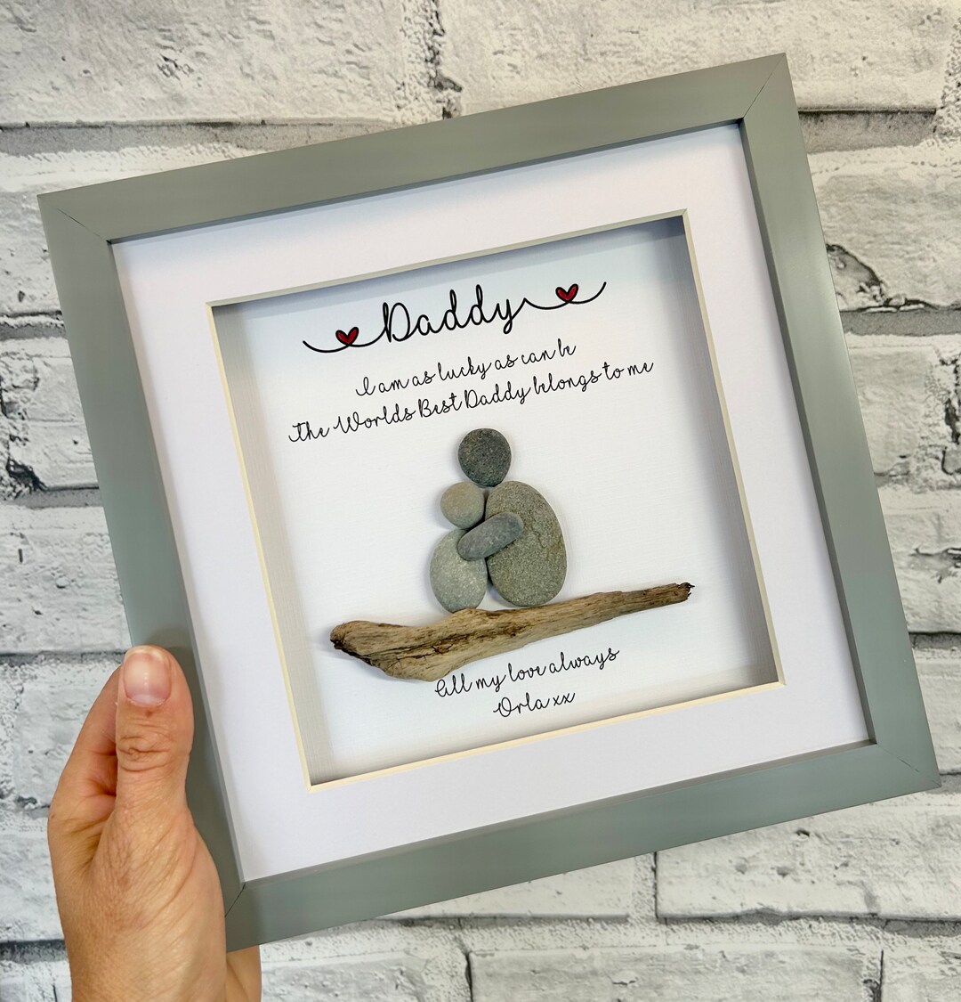 Fathers Day Gift, Dad Pebble Art, Pebble Frame Gift, Personalised Dad ...