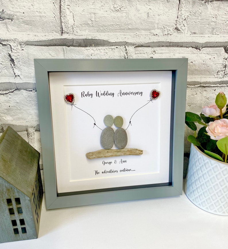 Ruby Wedding Anniversary Gift Pebble Art 40th Anniversary - Etsy UK