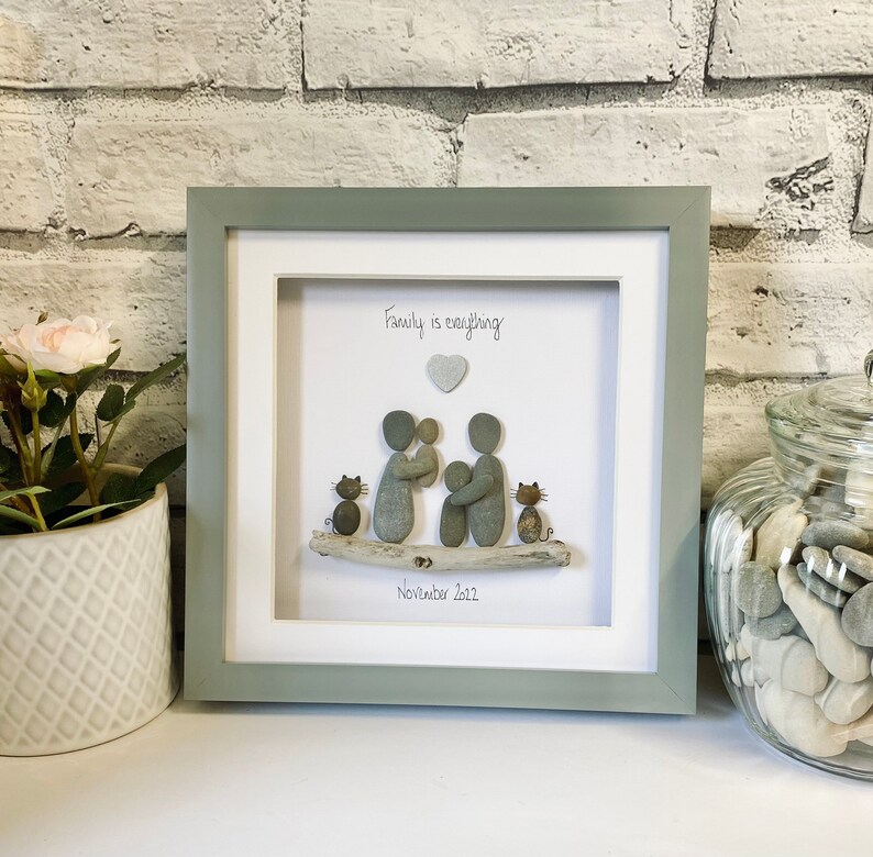 Pebble Art Family Pebble Frame Personalised Gifts Family - Etsy
