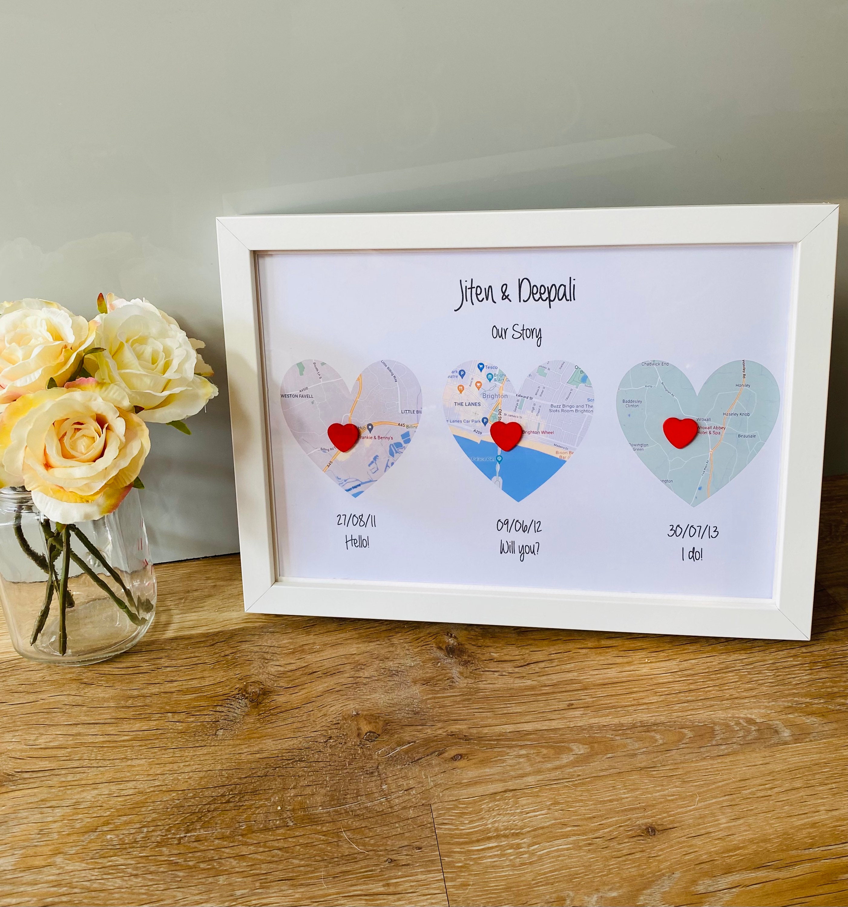 Special Dates Map Frame Wedding Map Frame Where We Met - Etsy UK