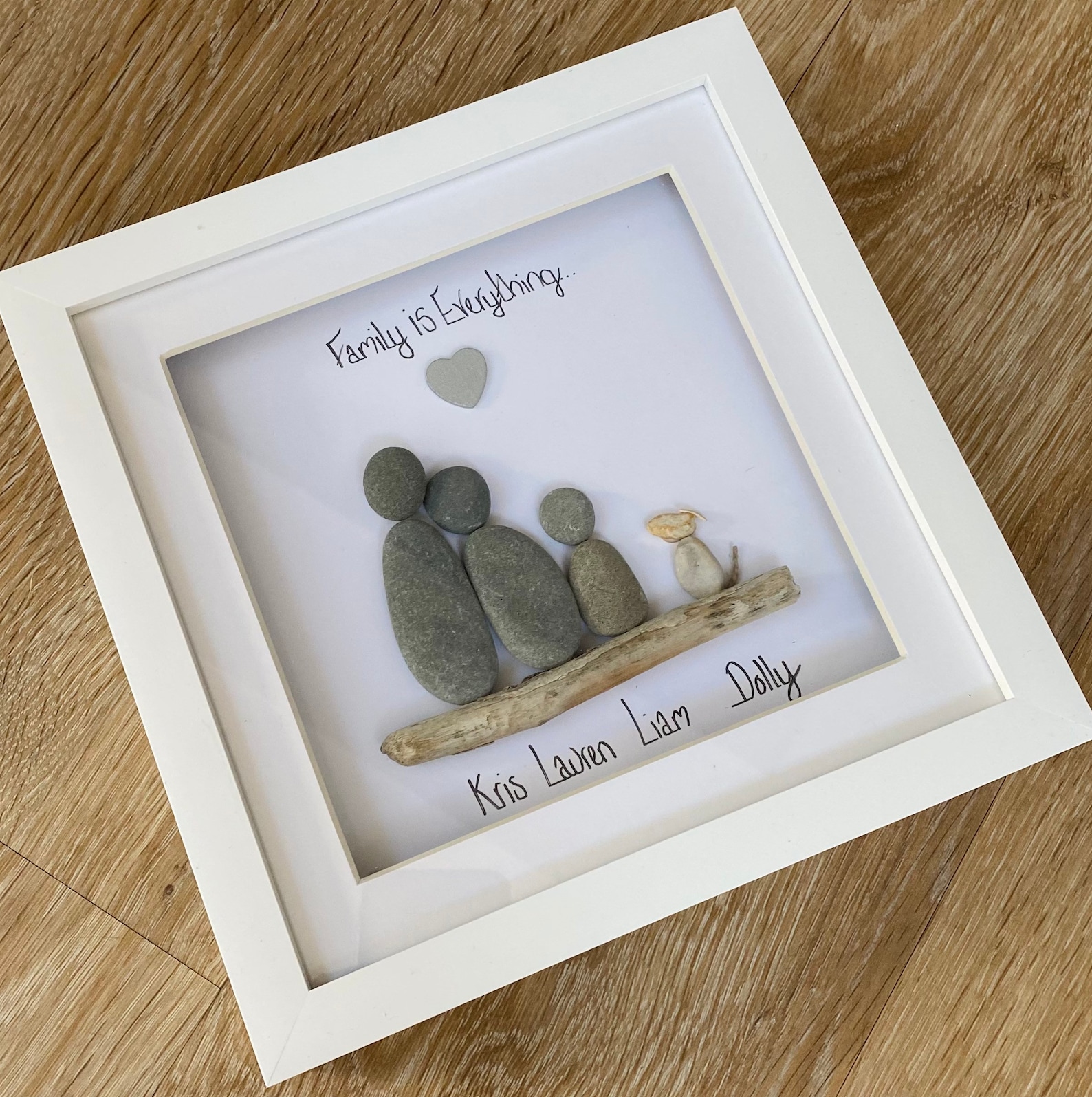 Personalised Family Pebble Picture - Framed Pebble - Family Pebble Art ...