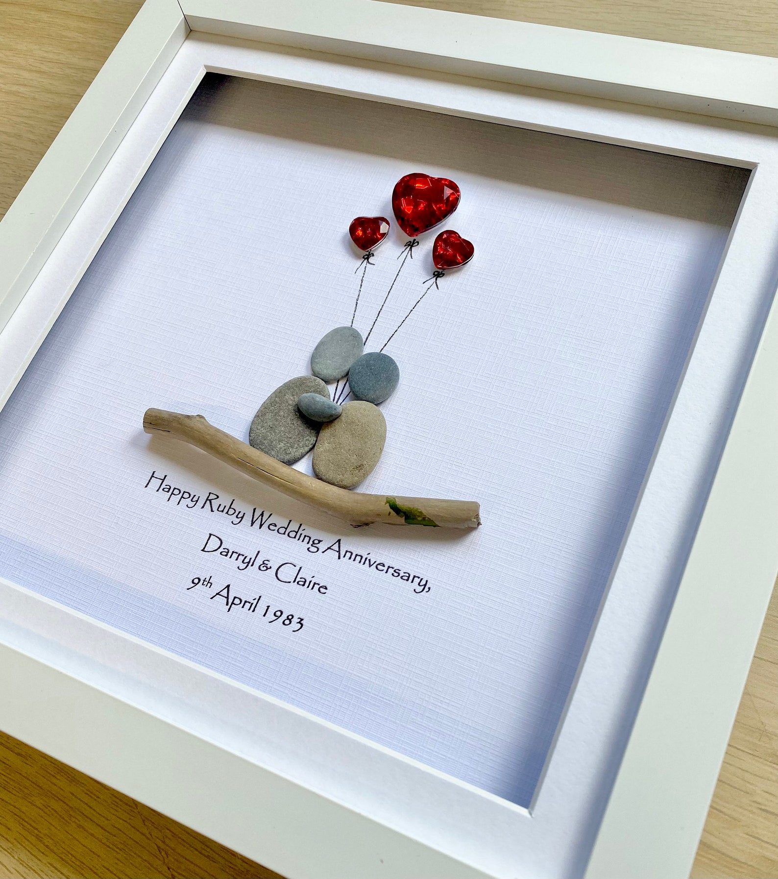 Ruby Wedding Anniversary Pebble Frame,personalised 40th Anniversary ...