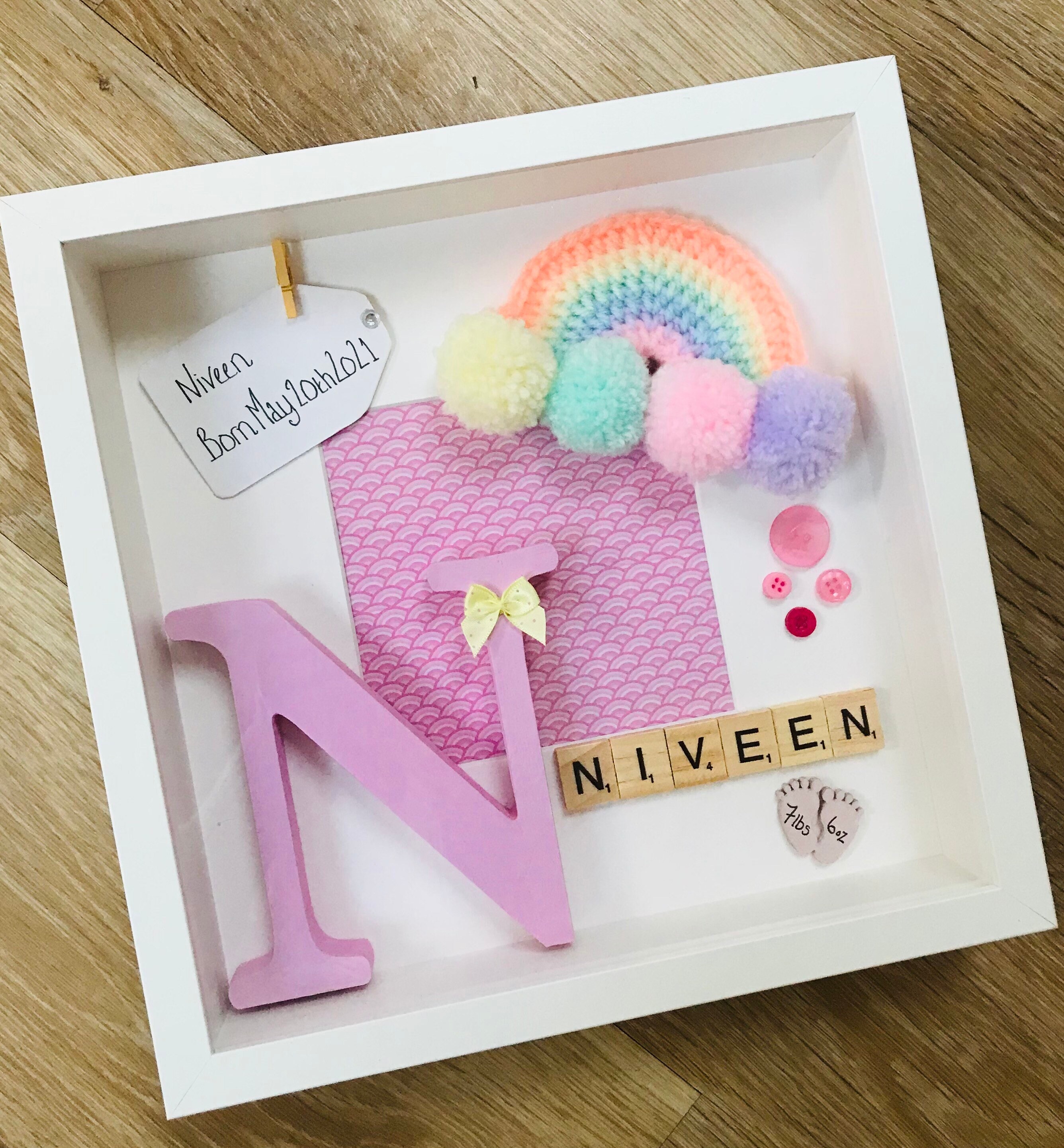 Rainbow Baby Frame, New Baby Gift, Birth Announcement Frame ...