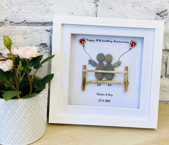 Ruby Wedding Anniversary Pebble Art Ruby Wedding Gift Ideas - Etsy