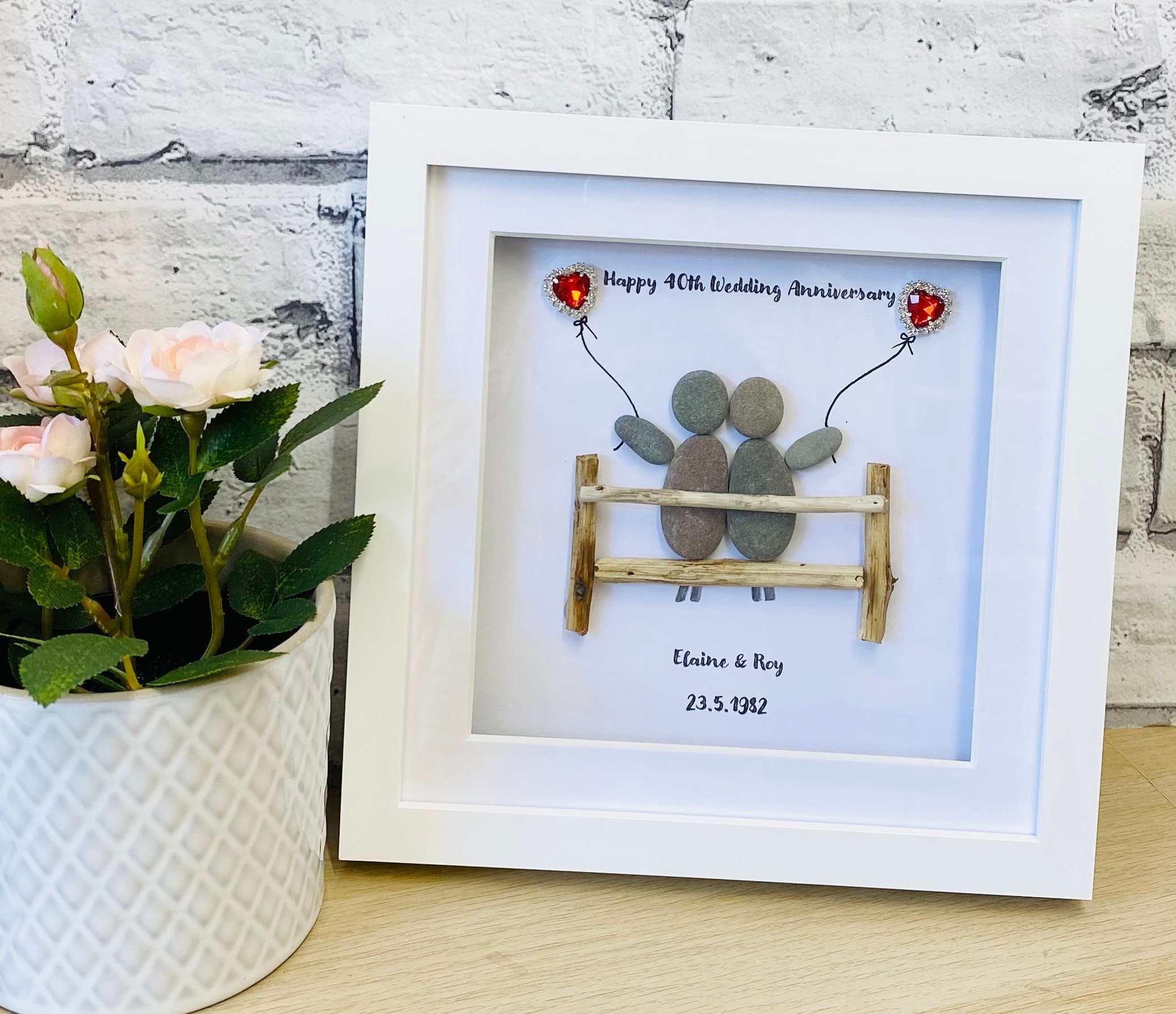 Ruby Wedding Anniversary Pebble Art Ruby Wedding Gift Ideas - Etsy UK