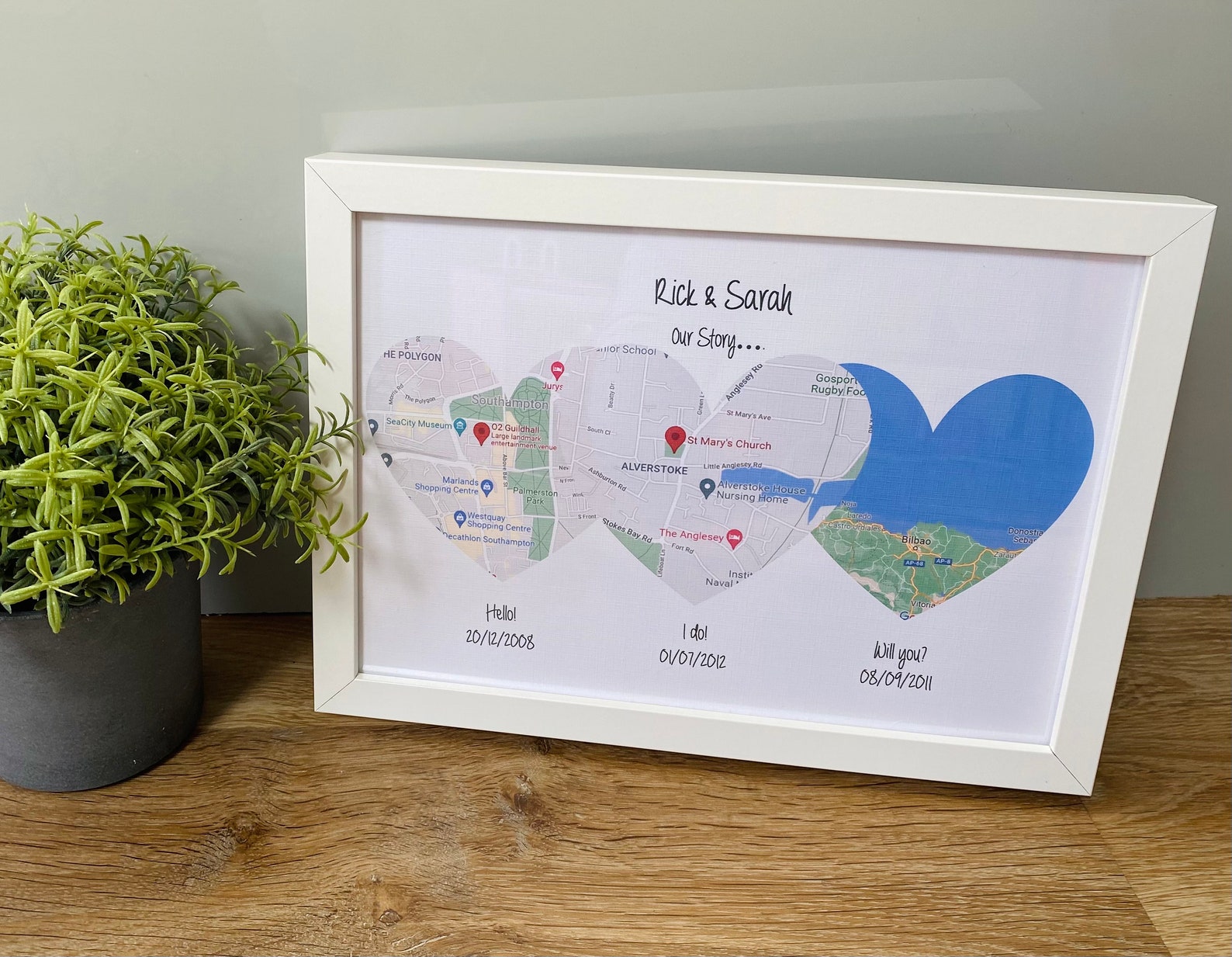 Special Dates Map Frame Wedding Map Frame Where We Met | Etsy
