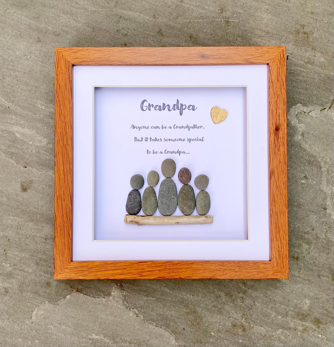 Fathers Day Gift, Grandpa Pebble Art, Pebble Frame Gift, Personalised ...