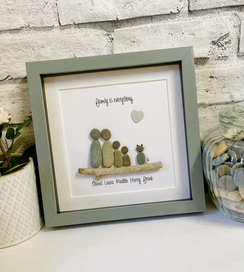 Pebble Art Family Pebble Frame Personalised Gifts Family - Etsy