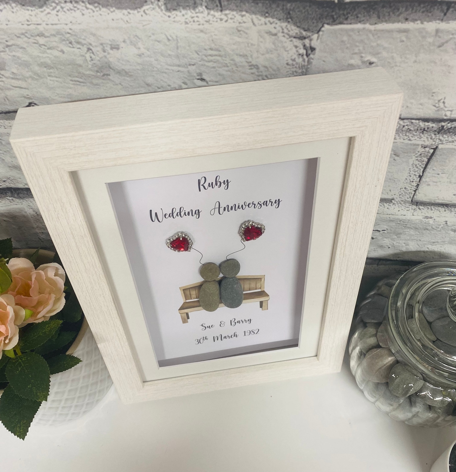 Ruby Wedding Anniversary Pebble Art Ruby Wedding Gift Ideas - Etsy UK