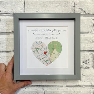 Framed Wedding Map Gift, Personalised Wedding Frame, Wedding Date Gift ...