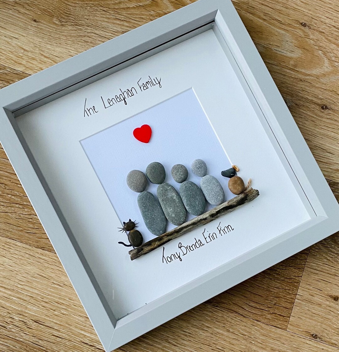 Personalised Family Pebble Picture - Framed Pebble - Family Pebble Art ...