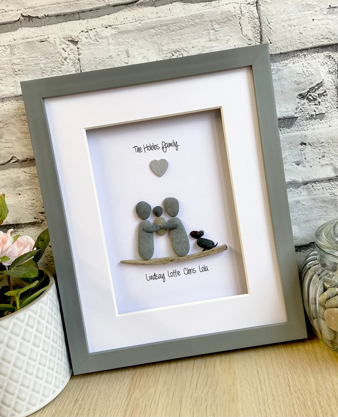 Family Pebble Frame, Personalised Gifts, Family Pebble Art, Family ...