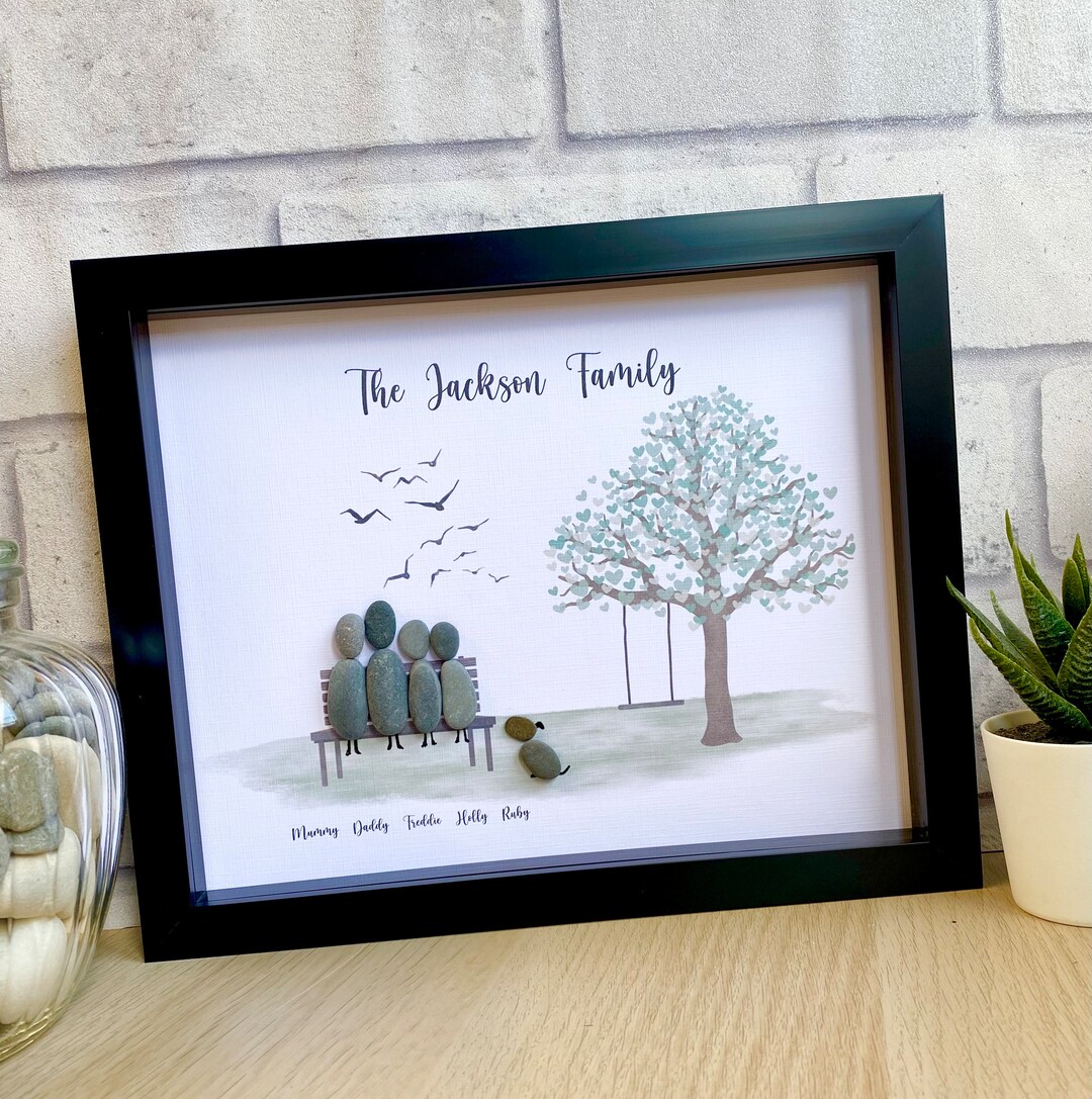 Family Pebble Frame, Personalised Gifts, Family Pebble Art, Family ...